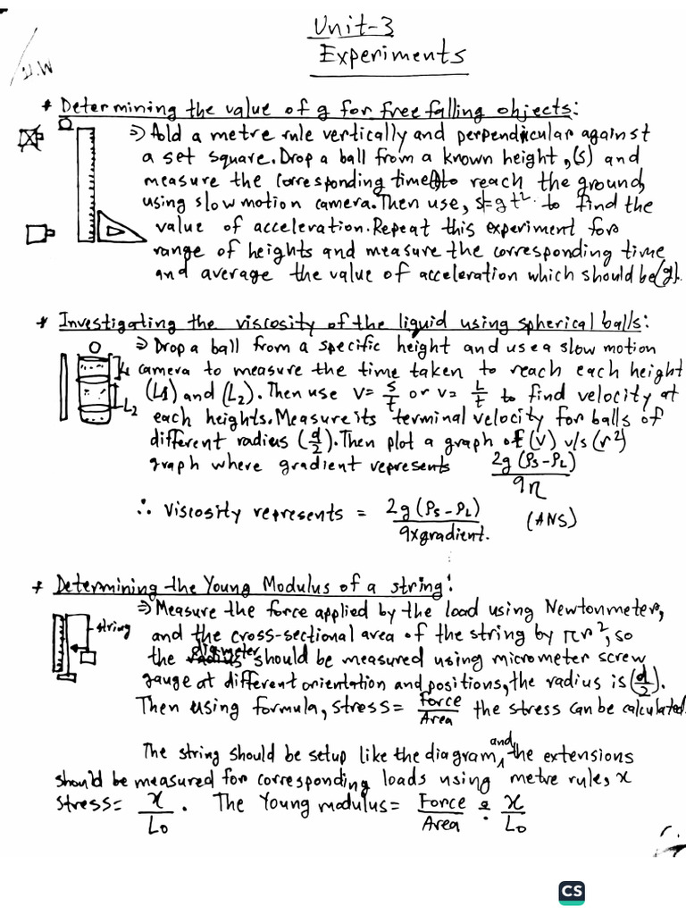Handwritten Scanned Physics Unit 3 | PDF