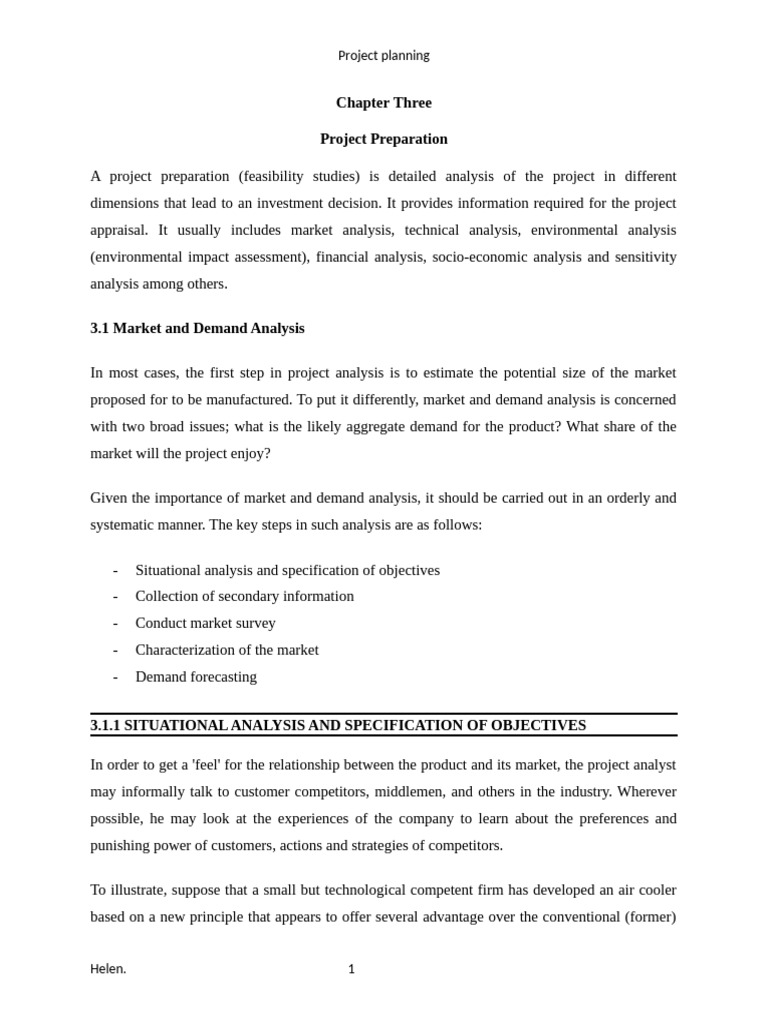 Chapter Three Project Preparation | PDF | Environmental Impact Assessment | Finance & Money ...