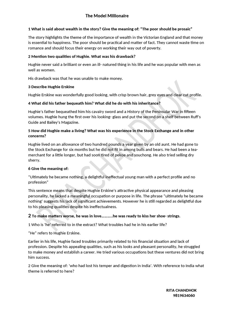 The Model Millionaire | PDF