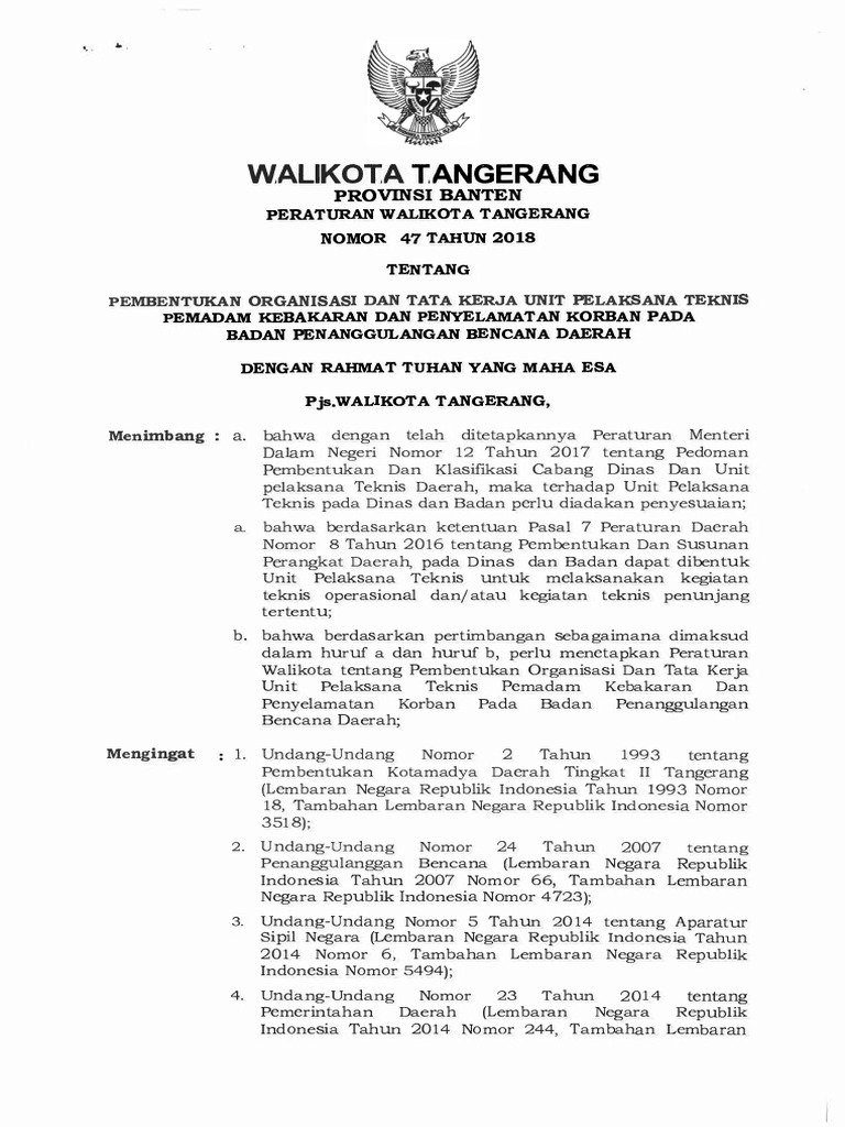Perwal No.47 Tahun 2018 | PDF
