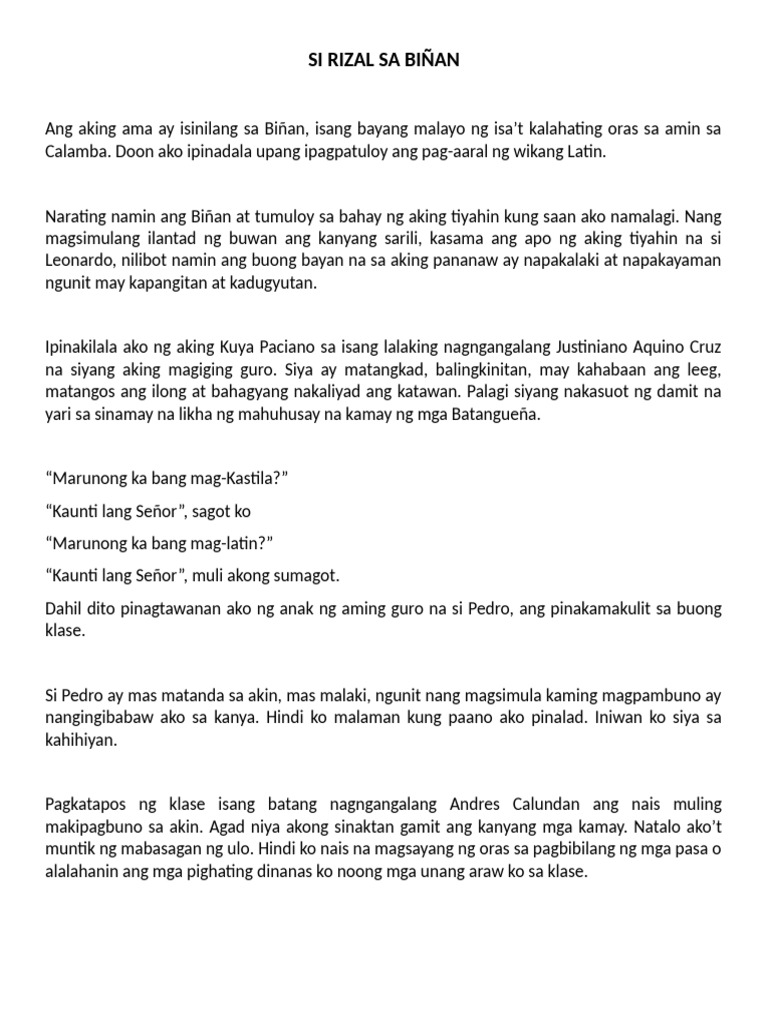 SI-RIZAL-SA-BIÑAN | PDF