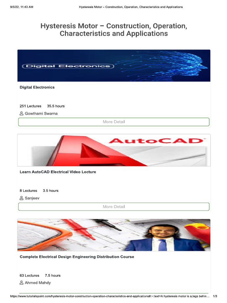 Hysteresis Motor - Brief - Construction, Operation, and Characteristics ...
