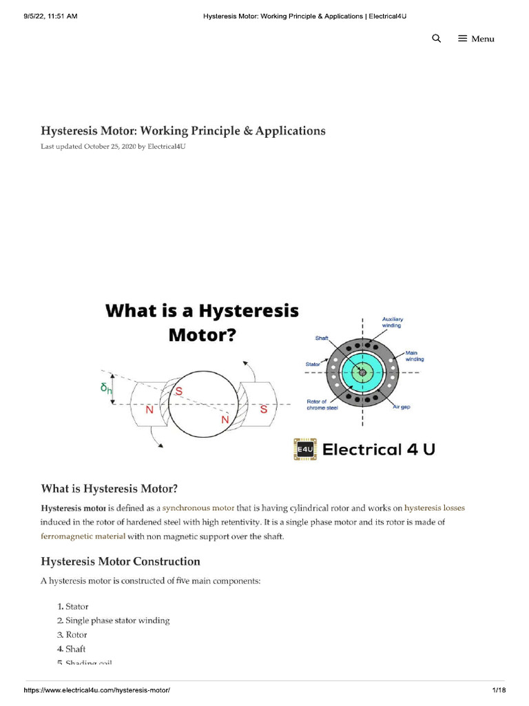 Hysteresis Motor - Detail - Working Principle, Advantages ...