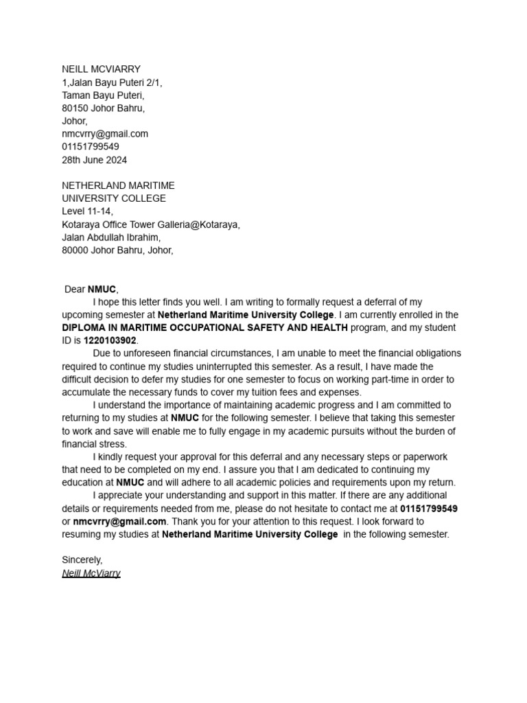 Defered Letter | PDF