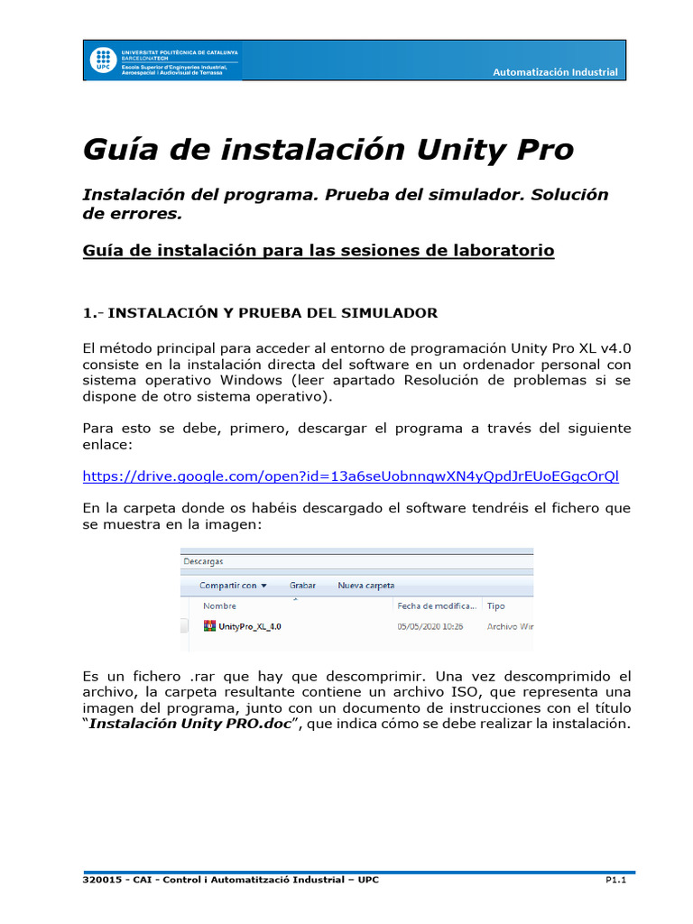 Guía Instalación Unity Pro - v2 | PDF | Archivo de computadora ...