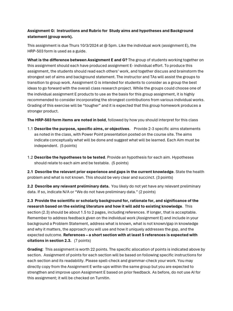 Assignment G Description_Rubric | PDF