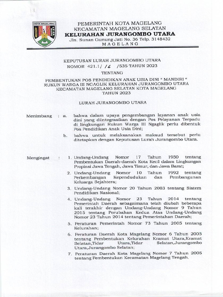 sk paud mandiri RW 3 (1) | PDF