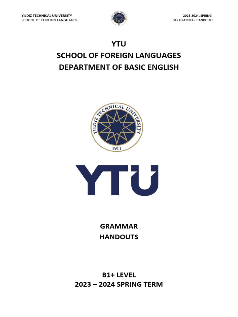 2023-2024 Spring B1+ Grammar Handouts SC | PDF