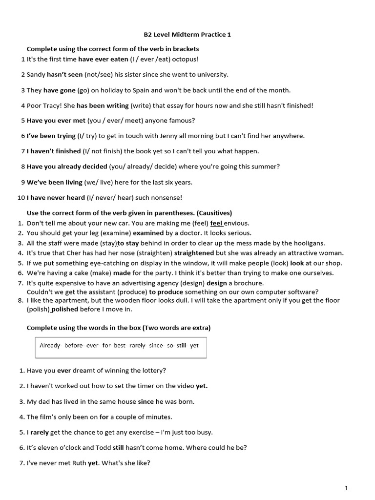 B2 Level Midterm 3 Practice Teachers | PDF