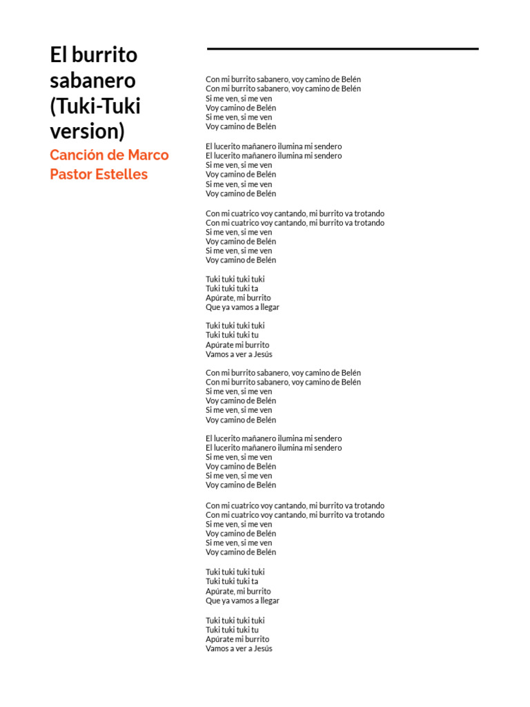 El Burrito Sabanero (Tuki-Tuki Version) | PDF