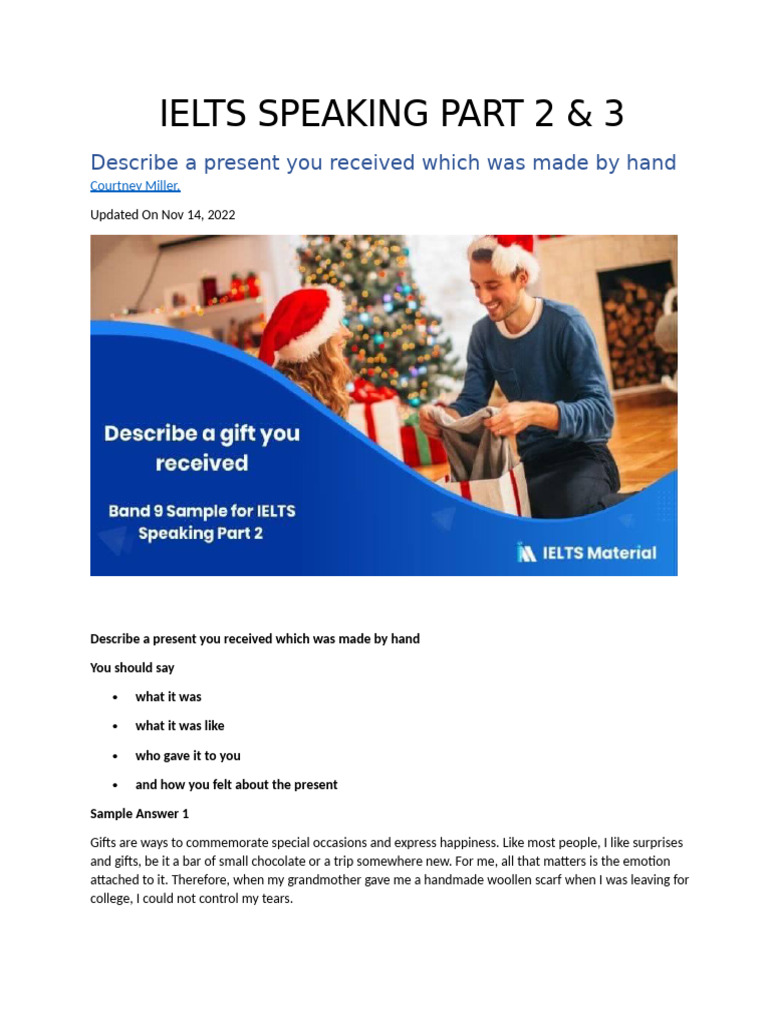 IELTS Speaking Part 2-3 | PDF