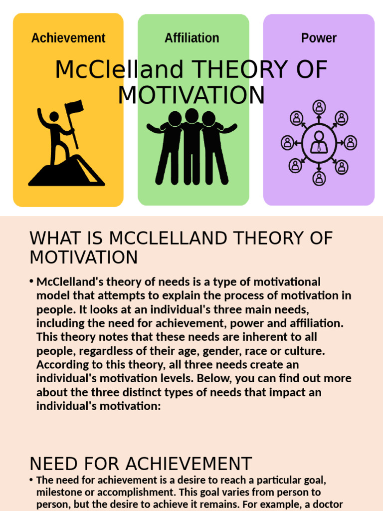 McClelland THEORY OF MOTIVATION | PDF | Motivation | Career & Growth