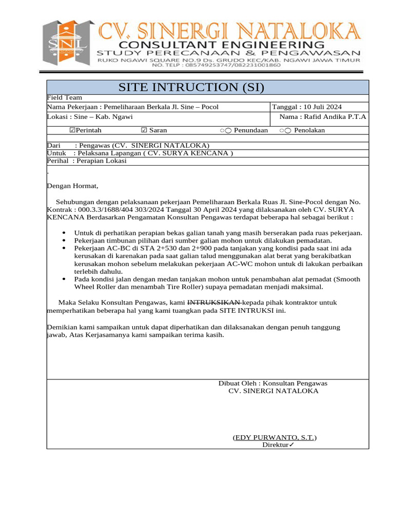 Site Intruction | PDF