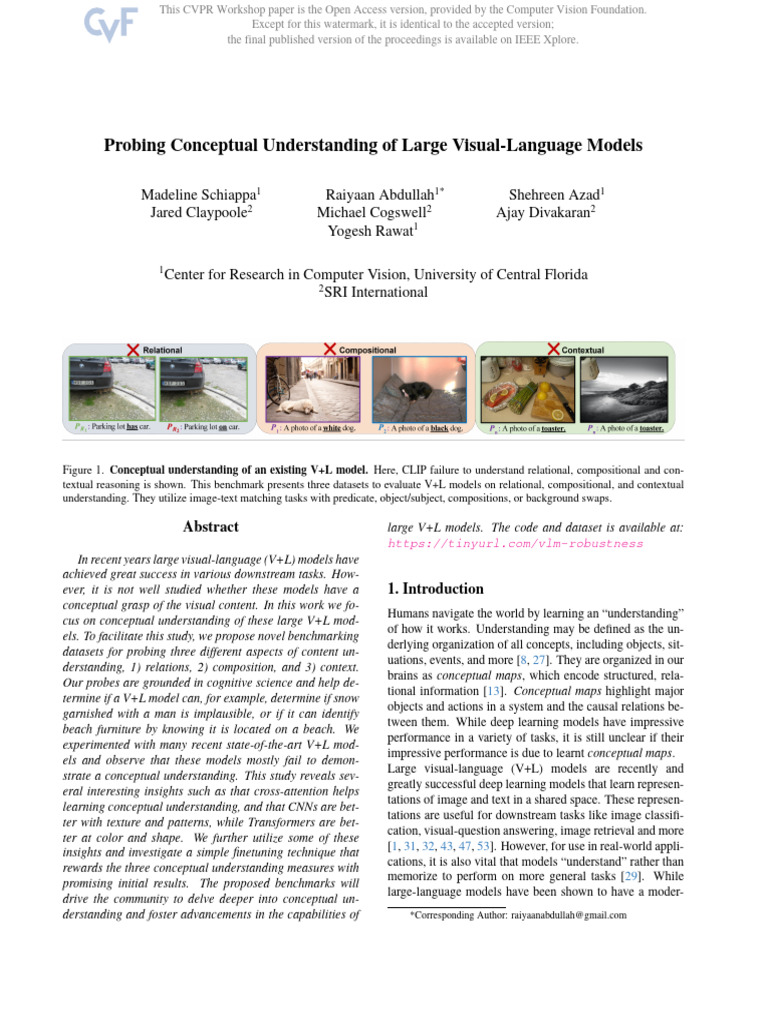 Probing Conceptual Understanding Of Large Visual Language Models Pdf