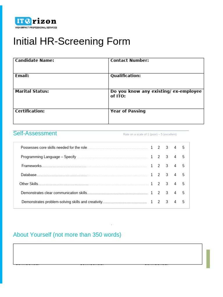 Prerequisite HR Screening (Mandatory) | PDF