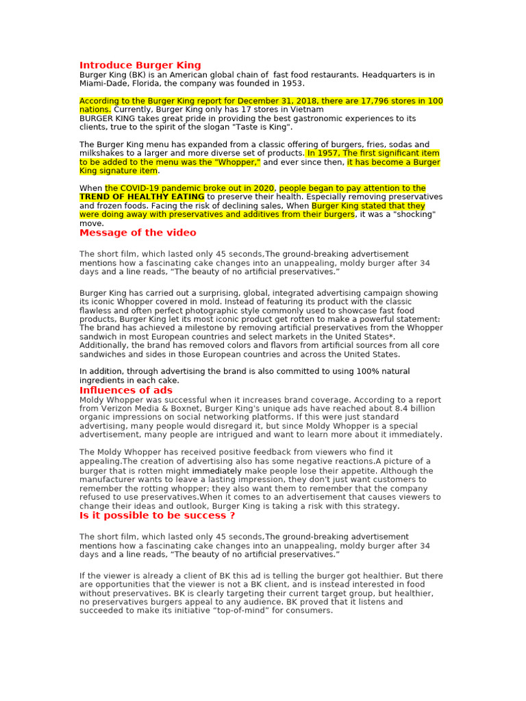 Introduce Buger King | PDF