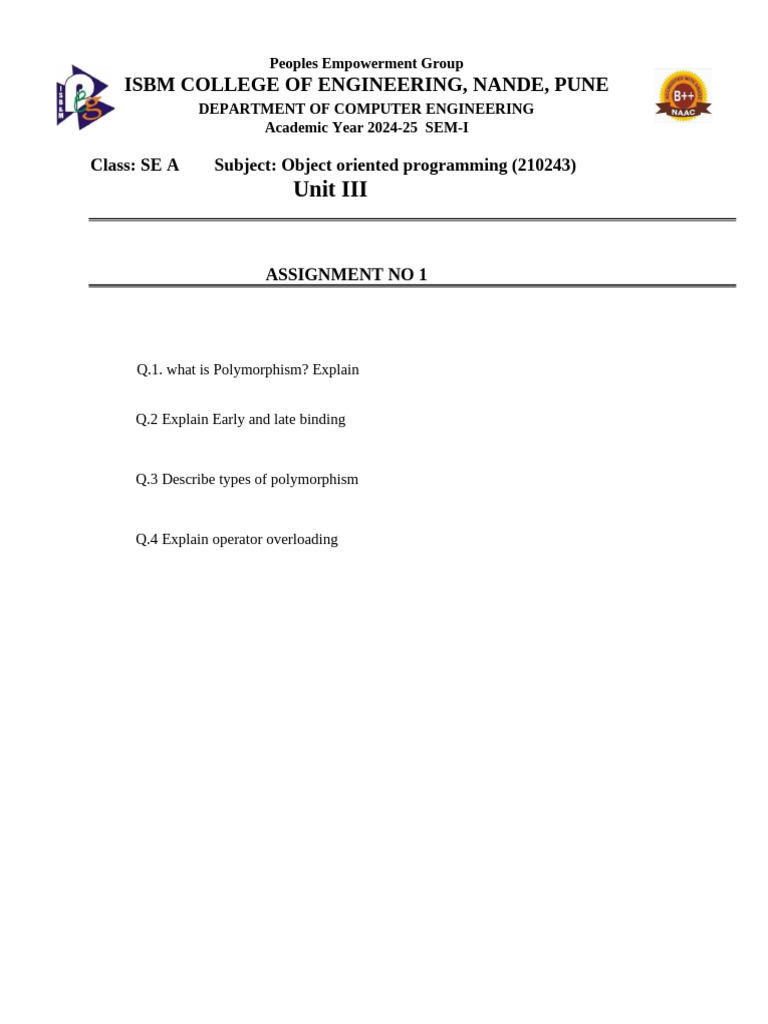 OOP Unit-3 ASSIGNMENT1 | PDF
