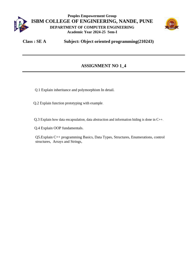 Assignment No 1 - 4 - Oop | PDF