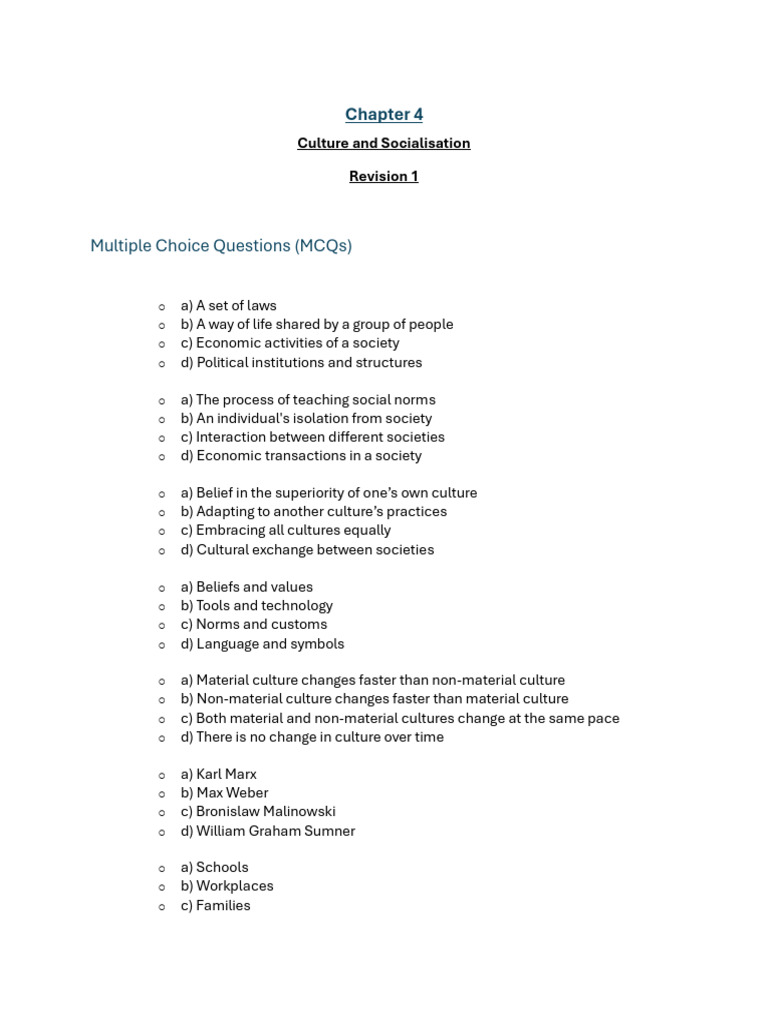 Ch4 MCQs Revision | PDF