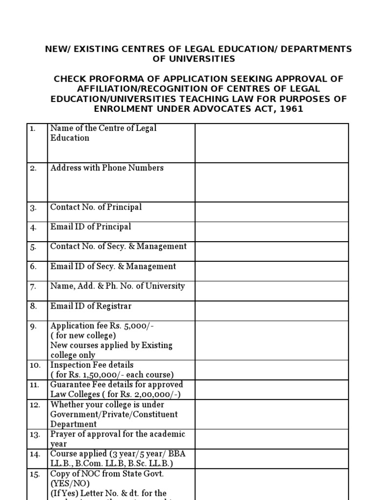 Check Proforma of Application Seeking Approval of Affiliation ...