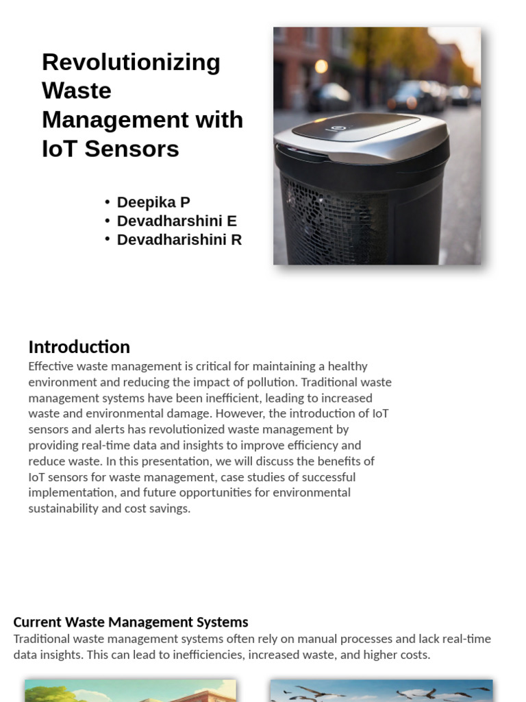Revolutionizing Waste Management With Iot Sensors: Deepika P Devadharshini E Devadharishini R | PDF