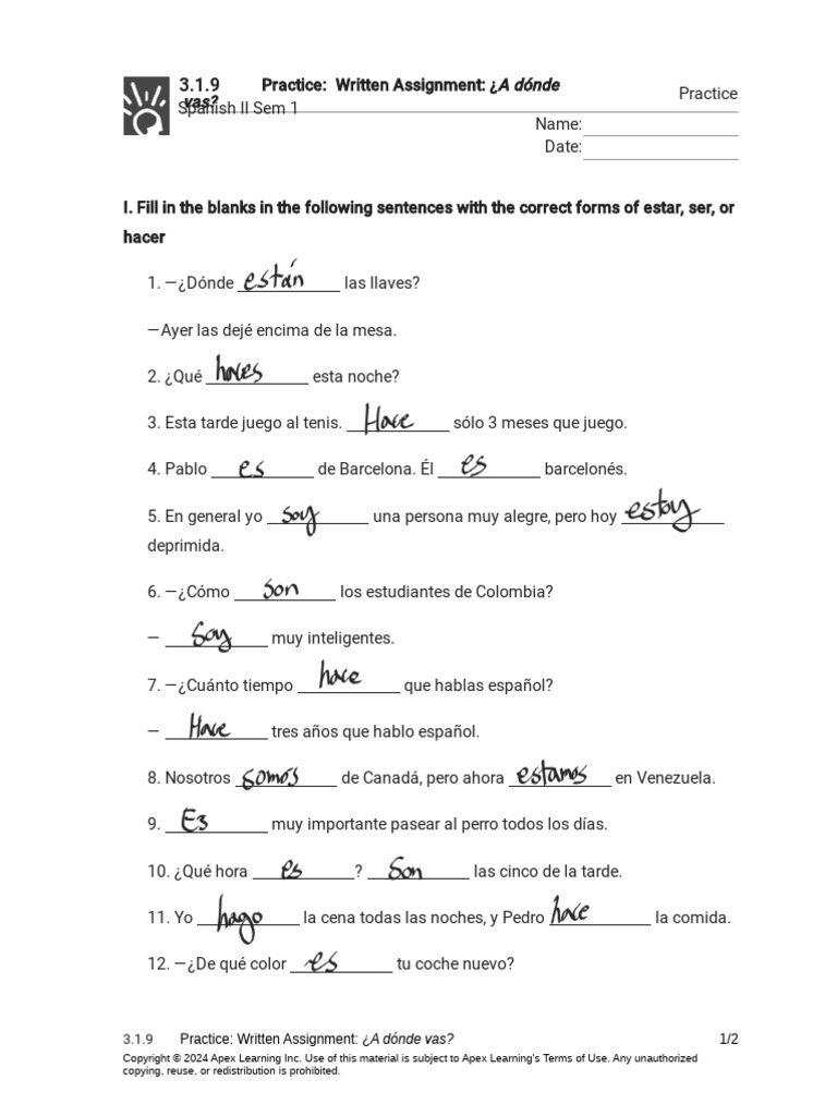 19 Practice Written Assignment - I - A Dónde Va - 241016 - 142141 | PDF