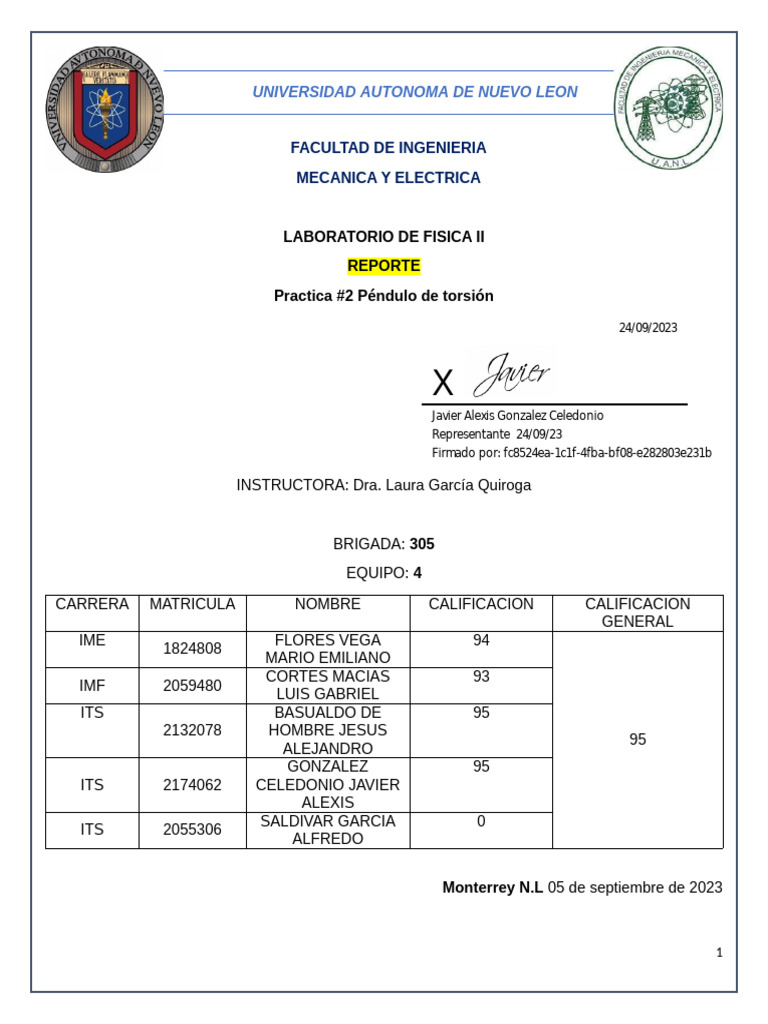 Reporte Lab Fis 2 Prac#2305 Eq#4 | PDF