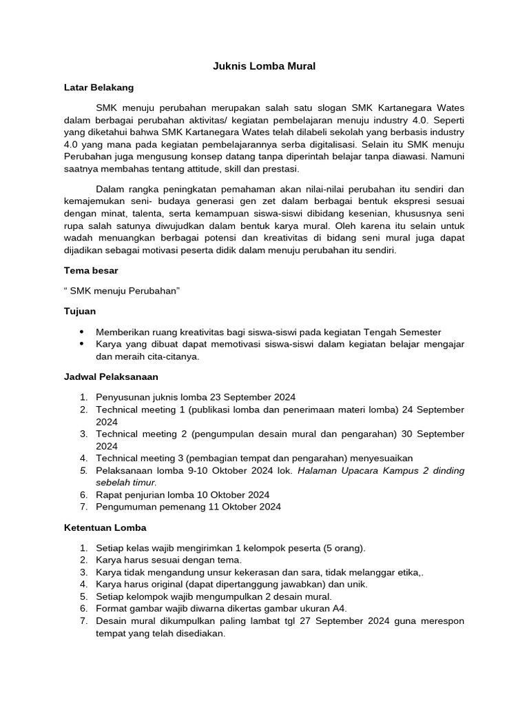 Juknis Lomba Mural | PDF