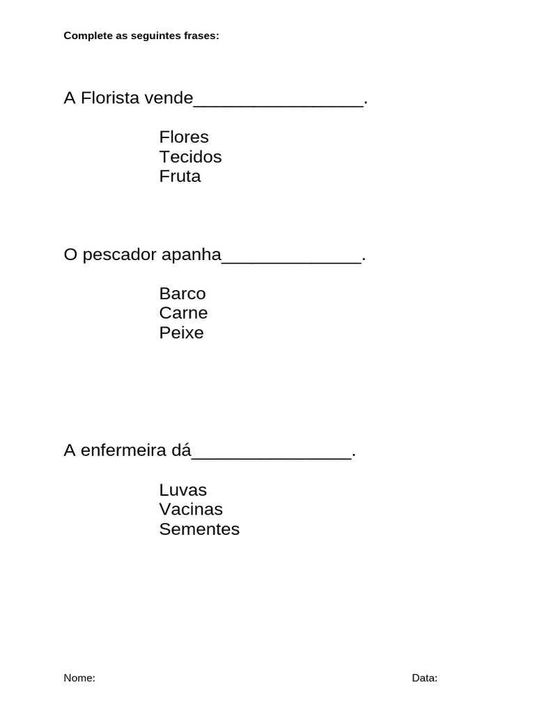 Adulto - Completar Com Escrita | PDF