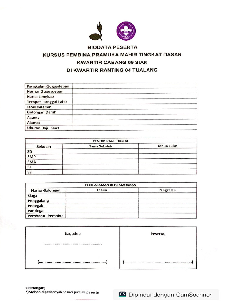 Form Biodata Peserta KMD | PDF