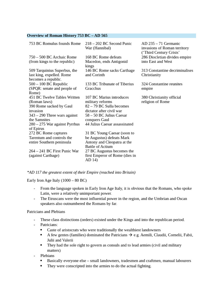 UNSW Rome Tutorial Notes | PDF