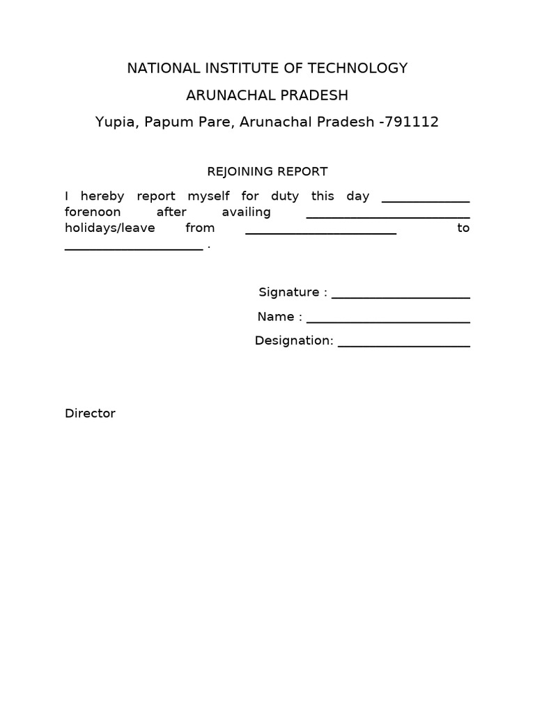 Joinning Report Duty NIT | PDF