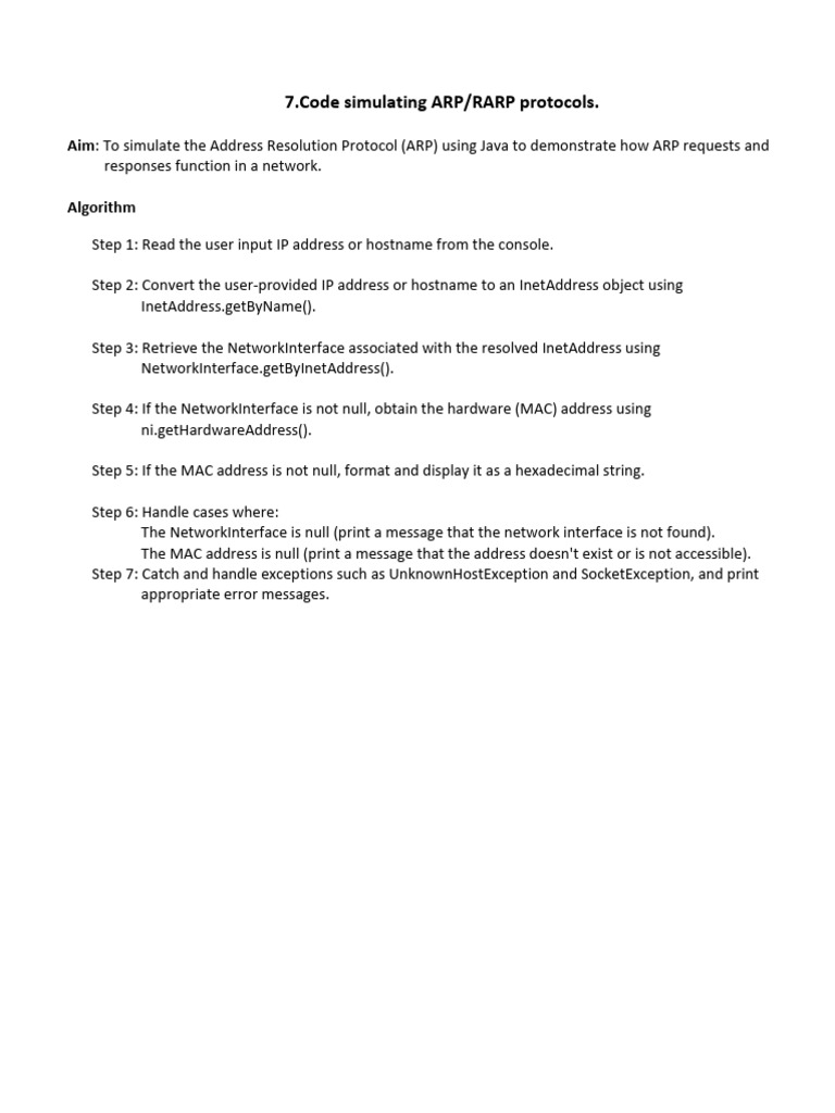 Exp-7-ARP protocol-ex | PDF