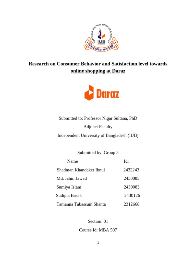 Consumer Behavior Analysis of Daraz Online Shopping | PDF | Online ...