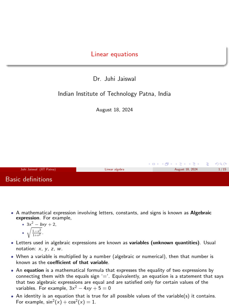 Linear Equations | PDF