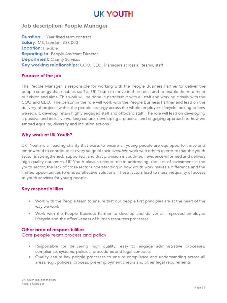 People Manager Job Description | PDF | Employment | Business