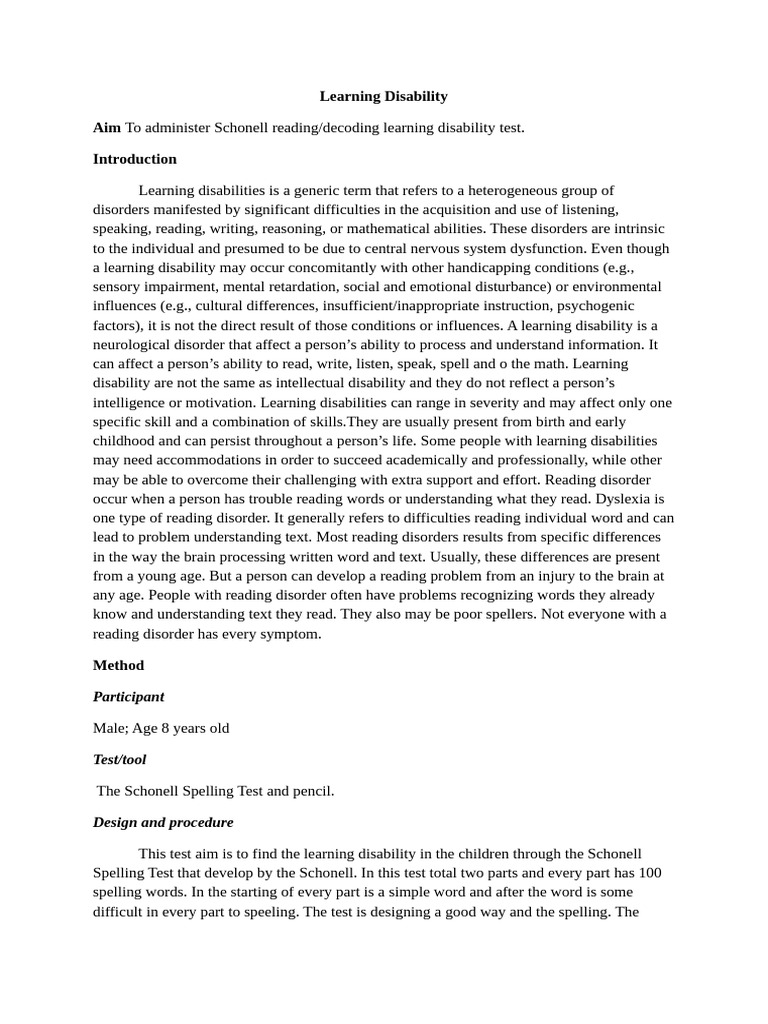 Learning Disability | PDF