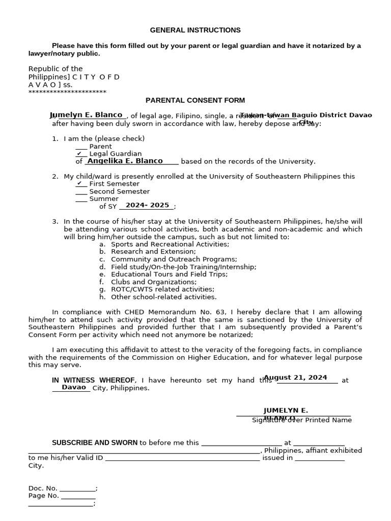 Parents Consent 2 | PDF