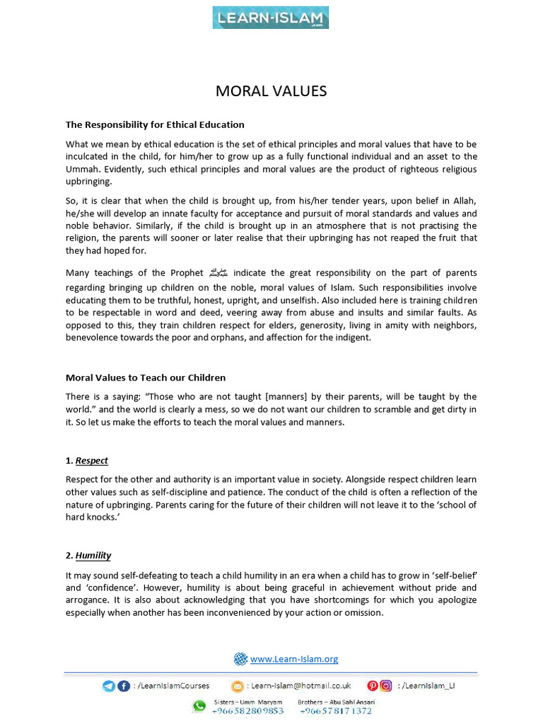 Class 3 MORAL VALUES | PDF