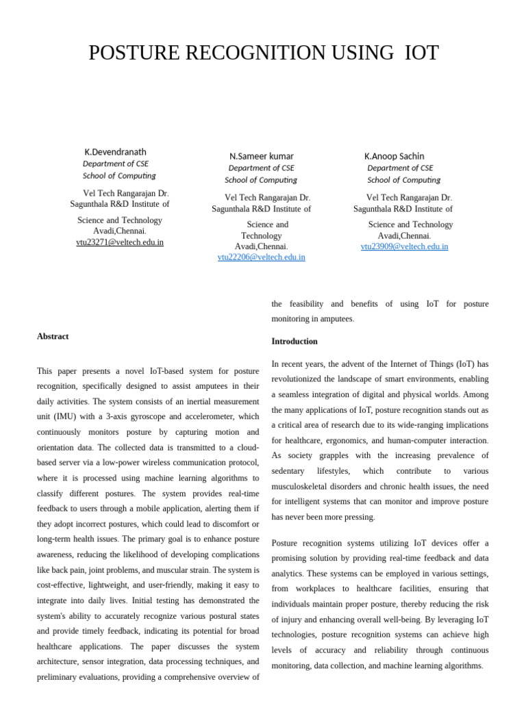 Posture Recognition Paper | PDF