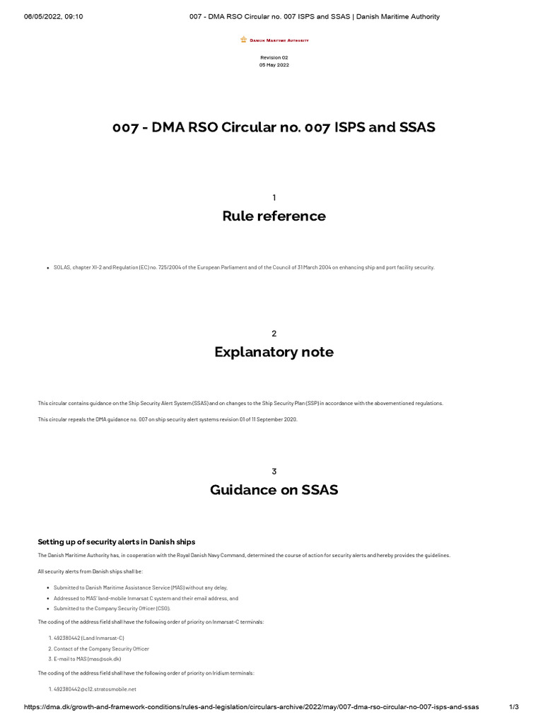 DMA 007_r5-22~ISPS AND SSAS | PDF