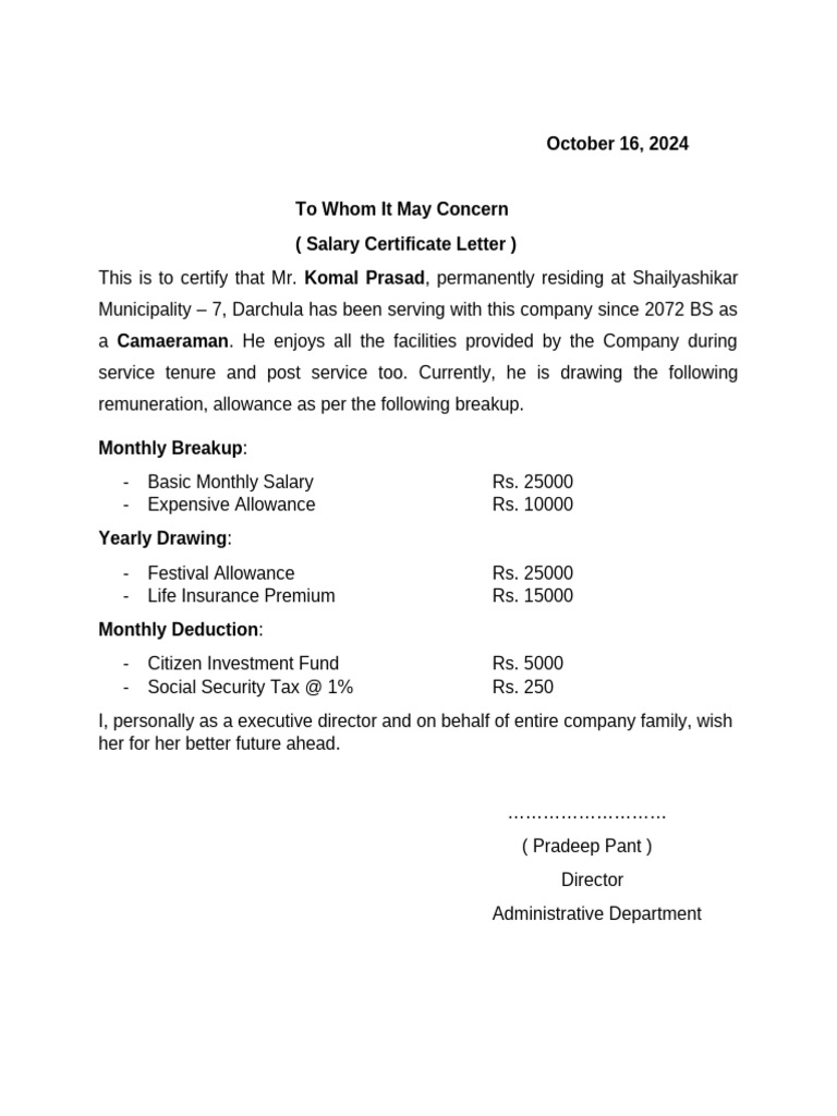 Salary Sheet Komal Joshi | PDF