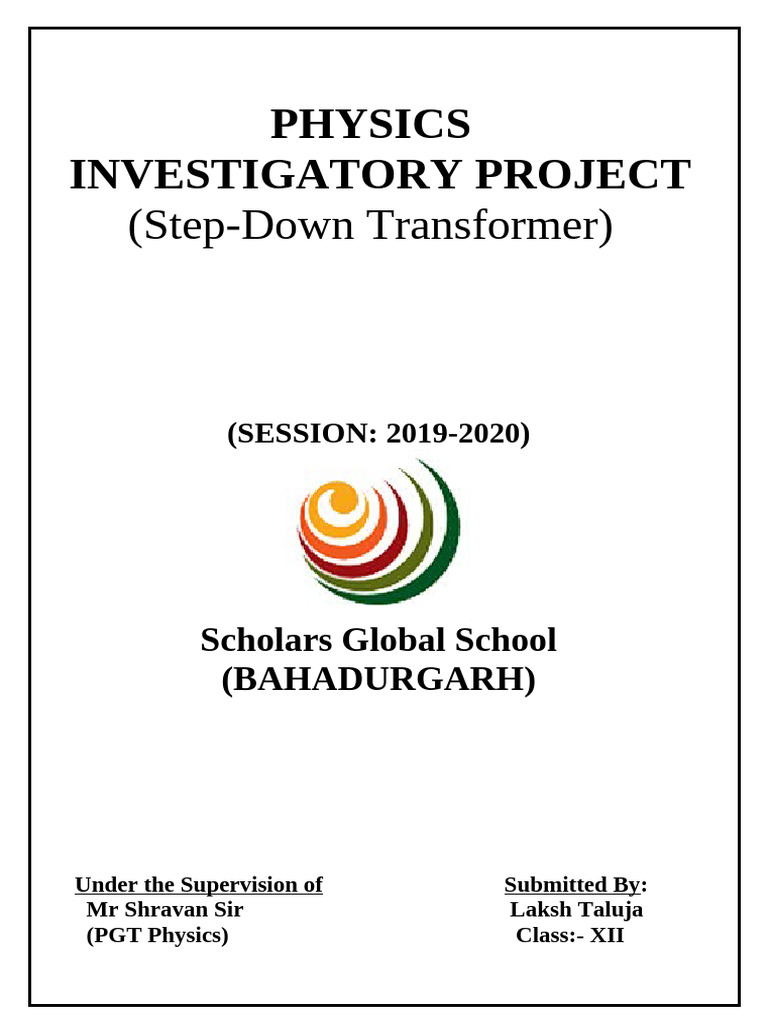 Physics Investigatory Project Step Down | PDF