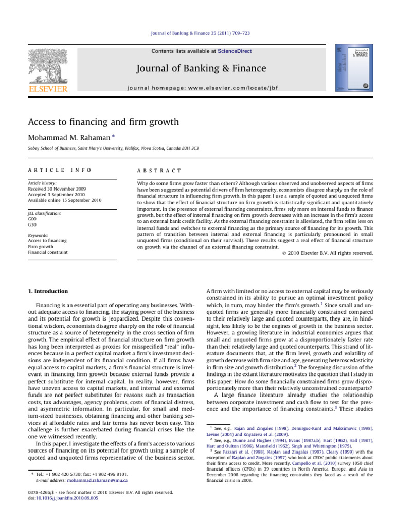 Access To Financing and Firm Growth | PDF