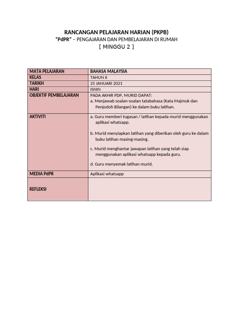 RPH BM Tahun 6 Minggu 6 | PDF