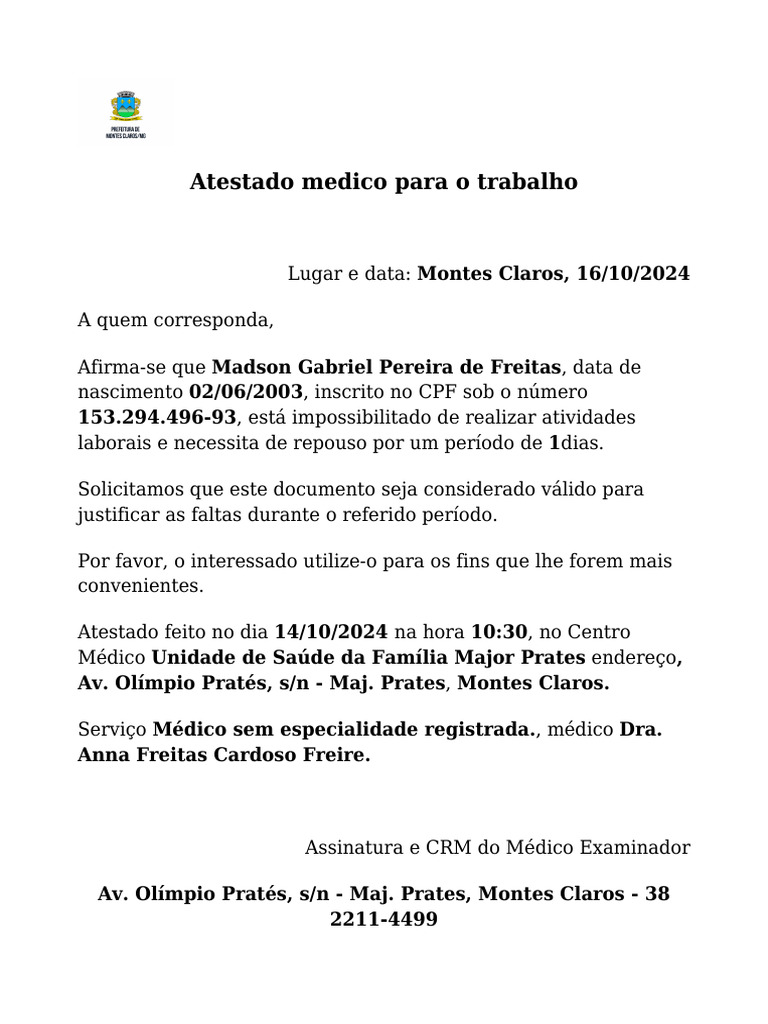 Atestado Medico | PDF