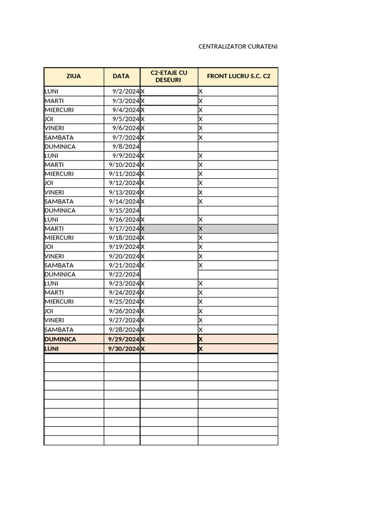 Centralizator Curateniesantier Dimri 3 BL c2, c3, C4-Luna Octombrie ...