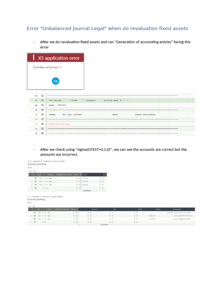 Error Unbalanced Journal Legal When Do Revaluation Fixed Assets | PDF