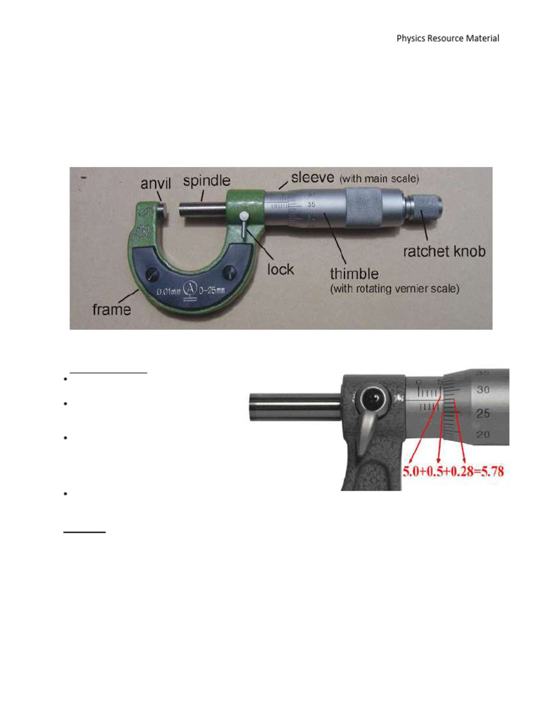 Resource Material Micrometer PDF | PDF