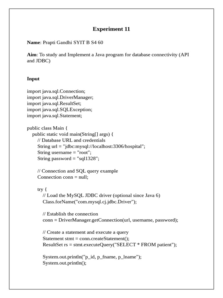Prapti Gandhi Exp 11 Java | PDF